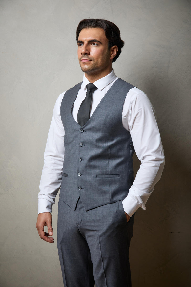 Steel Grey Three Piece Wool Suit – ENDRICK CLOTHING